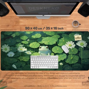 Anime Frog Desk Mat Cute, Large Mouse Pad Green, Kawaii Froggy Mousepad ...