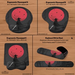 Japanese Mousepad Large, Samurai Mouse Pad, Anime Black Red Deskmat Led ...