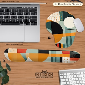 Abstract Mouse Pad: Art Deco Mousepad With Wrist Rest, Boho 60s 70s 80s ...