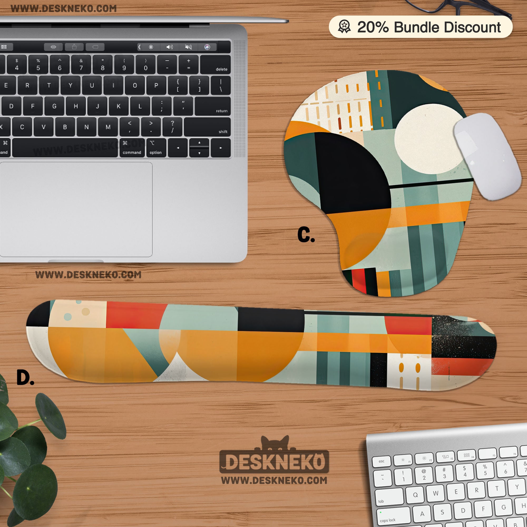 Abstract Mouse Pad: Art Deco Mousepad With Wrist Rest, Boho 60s 70s 80s ...