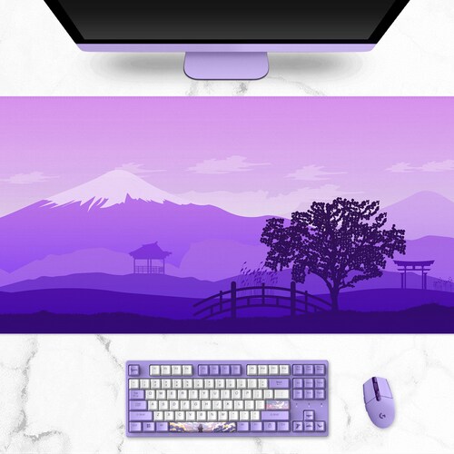 Japanese Torii Gate Anime Desk Mat Purple Mousepad Xl Tokyo - Etsy