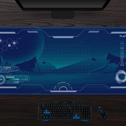 Purple Gaming Desk Mat Xl Neon Tokyo Mousepad Futuristic - Etsy