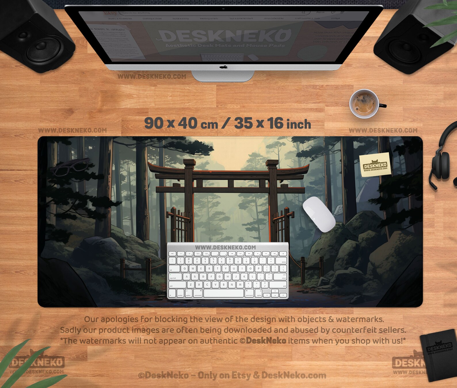 Japanese Desk Mat: Torii Shrine, Large Anime Mousepad, XL LED Gaming ...