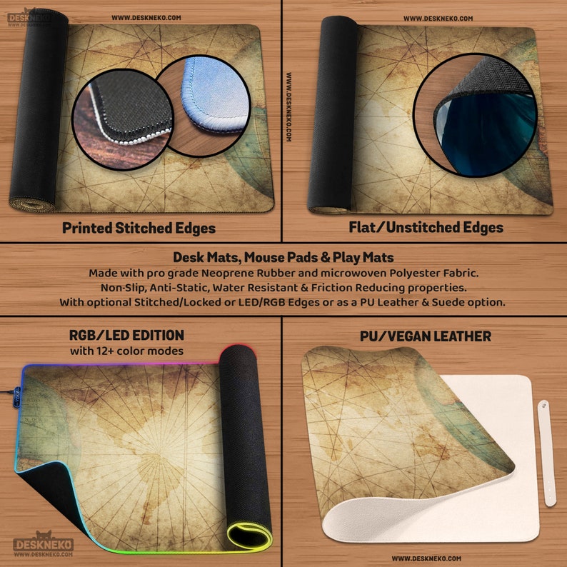 Topgraphy Desk Mat Mouse Pad, Extra Large World Map Gaming Deskmat Led ...