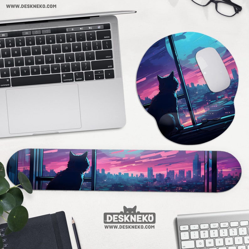 Cute Mousepad With Wrist Rest, Purple Ergonomic Mouse Pad Round ...