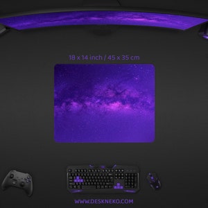 Space Desk Mat Purple, Nebula Mouse Pad Large, RGB LED Gaming Deskmat ...