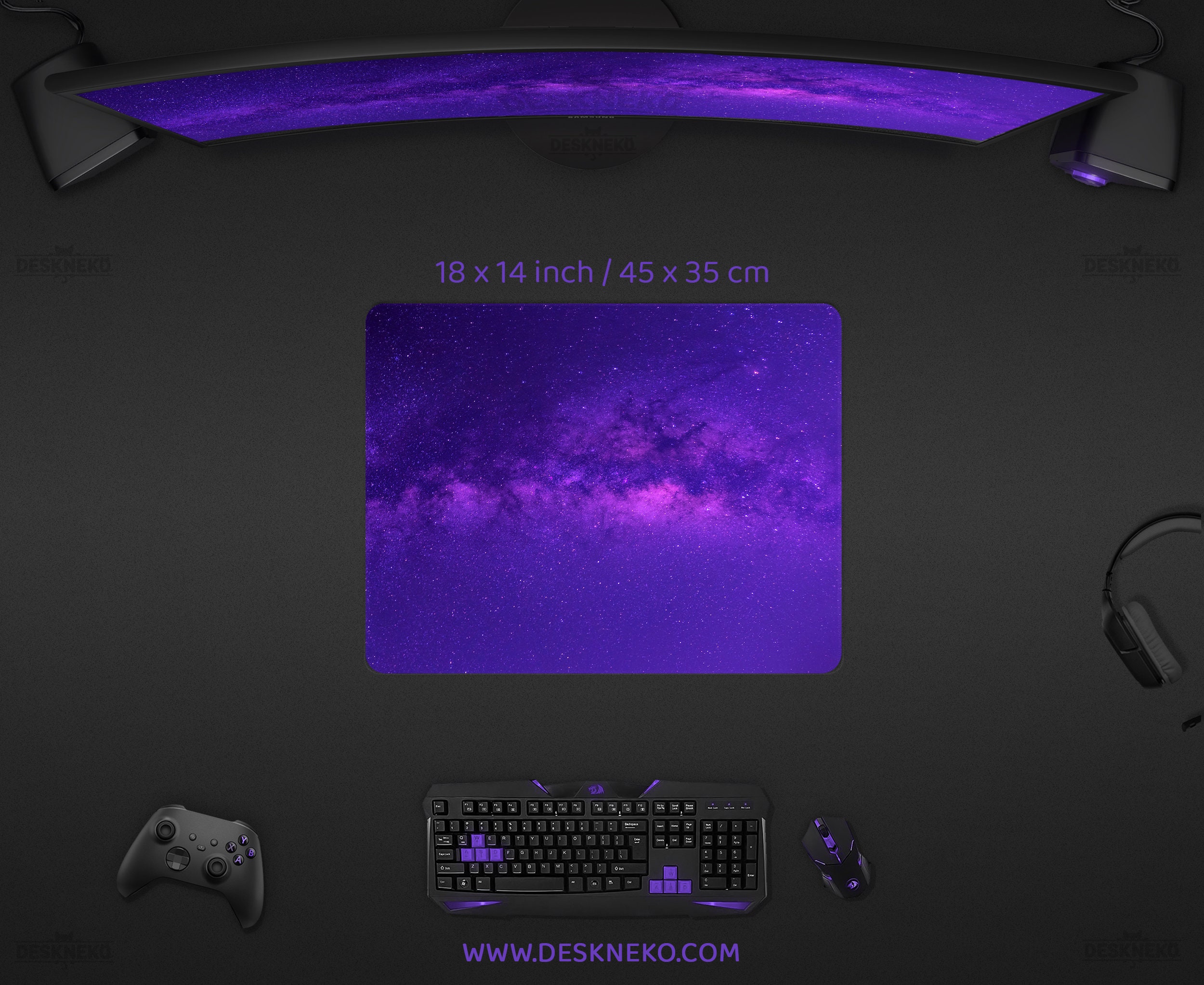 Space Desk Mat Purple, Nebula Mouse Pad Large, RGB LED Gaming Deskmat ...
