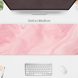 Pink Marble Desk Mat Cute Mousepad, Kawaii Aesthetic Strawberry Milk ...