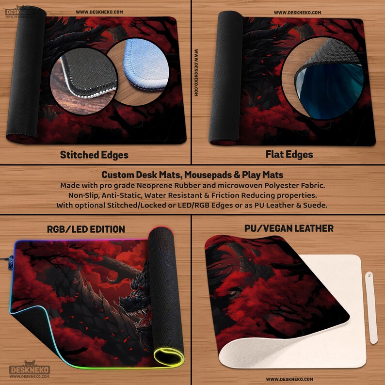 Gaming Mouse Pad Led, Red Dragon Deskmat Xl, Dark Magic Aesthetic ...