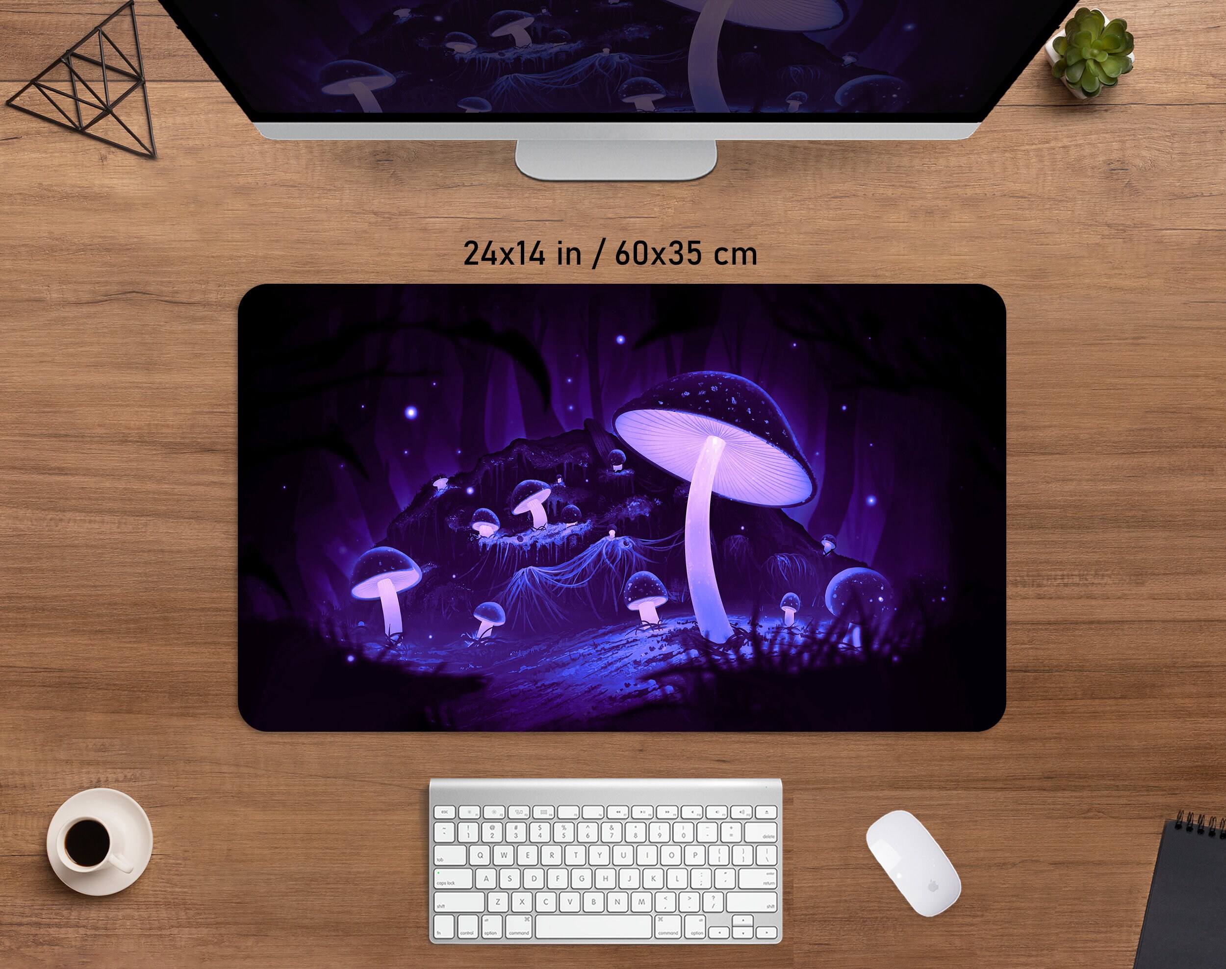 Purple Forest Desk Mat Mushroom Mousepad, Gaming Deskmat Mouse Pad Xxl ...