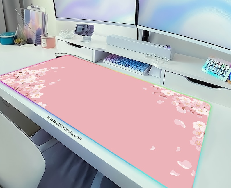Cherry Blossom Desk Mat Pink Sakura Mousepad Cute Kawaii - Etsy