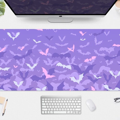 Kawaii Goth Desk Mat Pastel Mousepad Cute Bats Moon and - Etsy