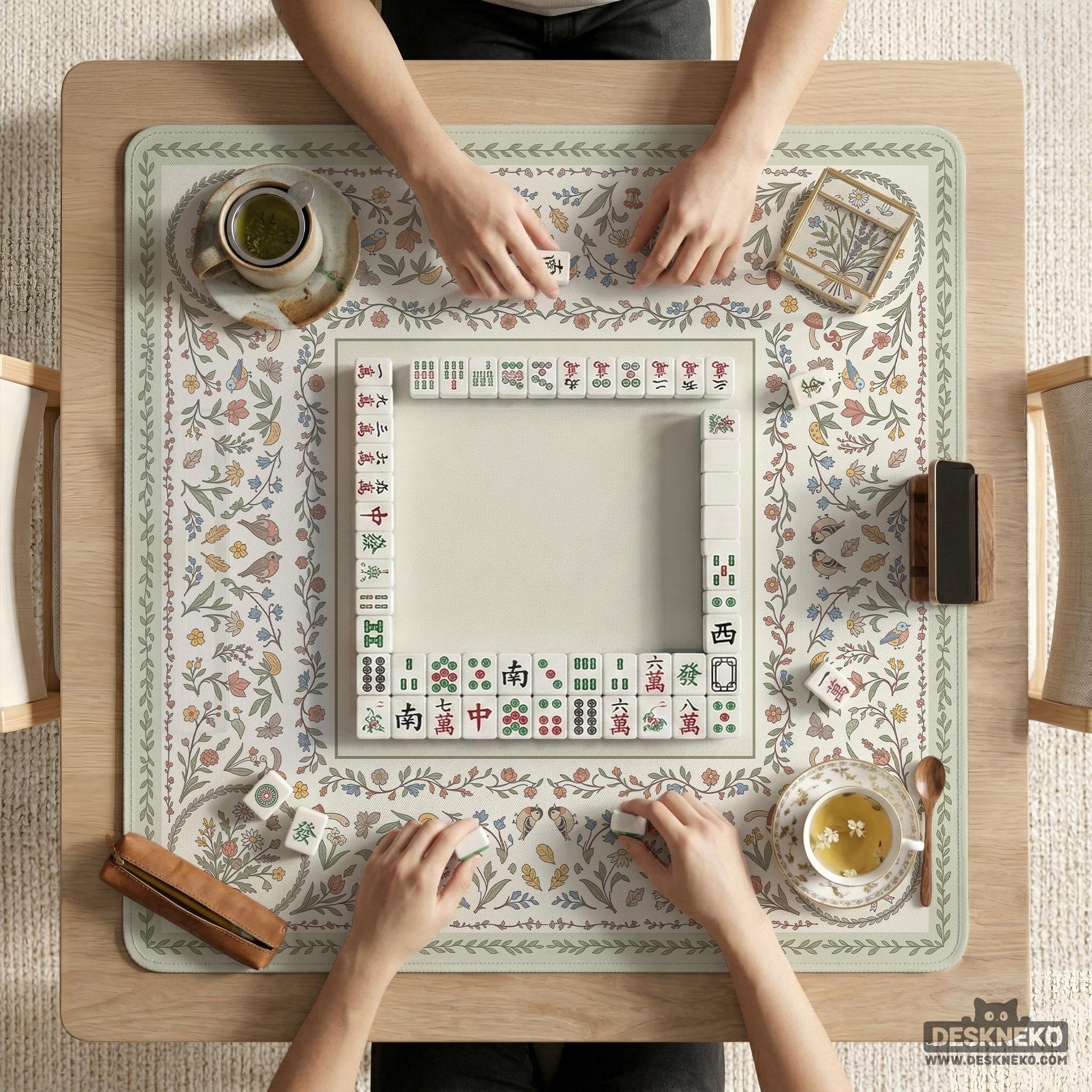 Mahjong Mat, Mahjong Table Mat, Neoprene Board Game Pad, Floral Bird ...