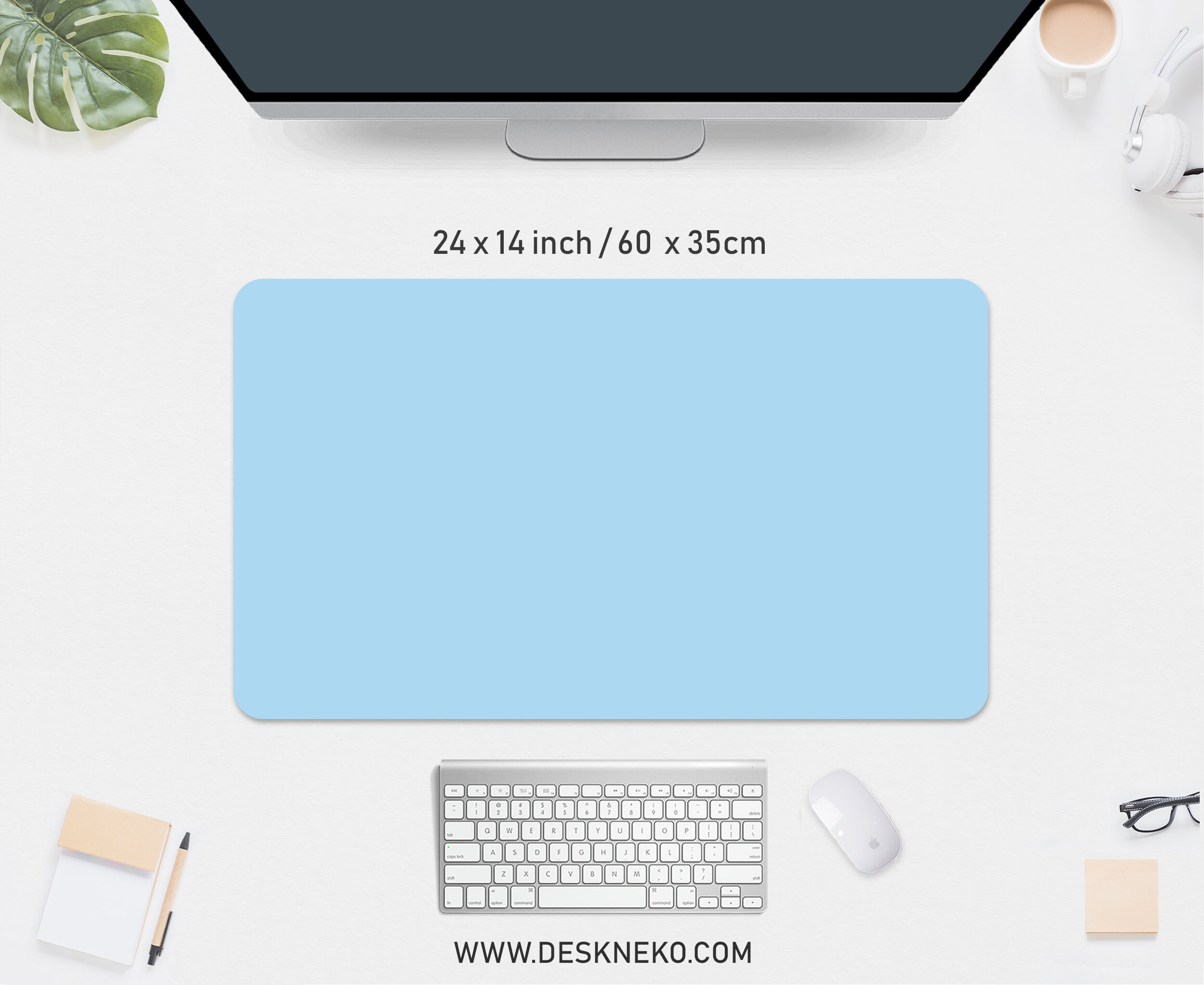 Blue Desk Mat, Custom Color Mousepad Plain Simple, Cute Light Baby ...
