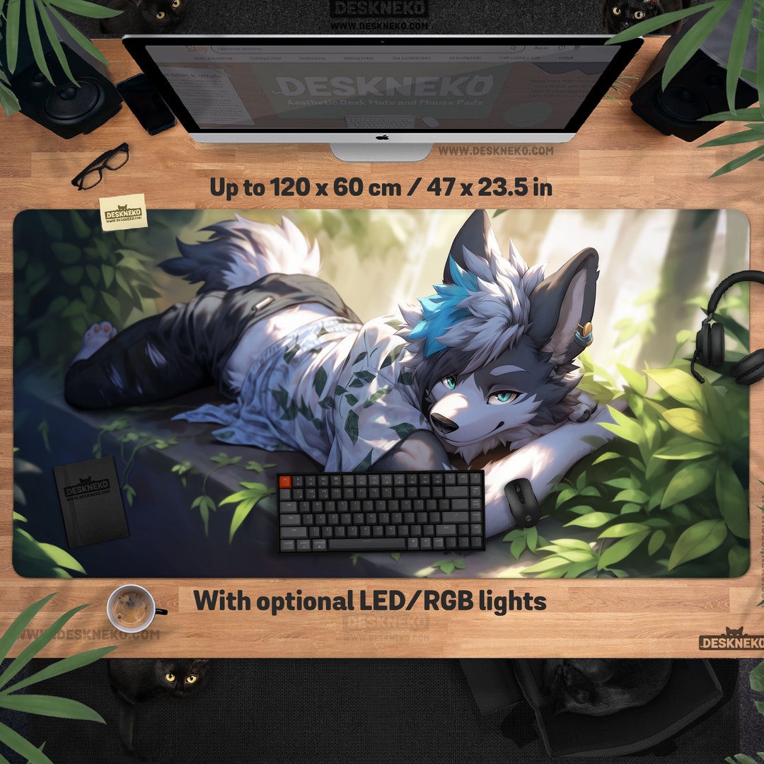 Furry Mousepad Desk Mat: Wolf Mouse Pad Xl, Fox Dog Male Deskmat Xxl ...