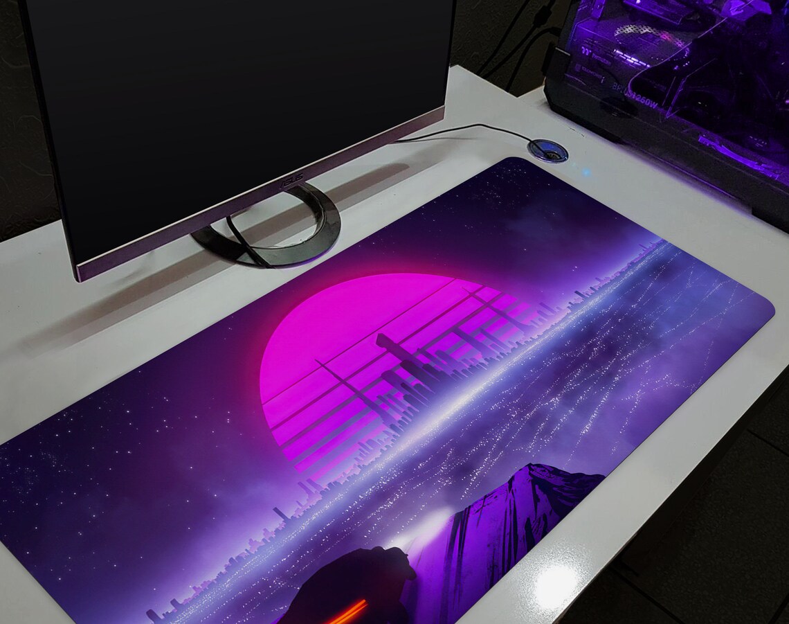 Retrowave Desk Mat Neon Tokyo Cyber City Mousepad Deskmat - Etsy UK