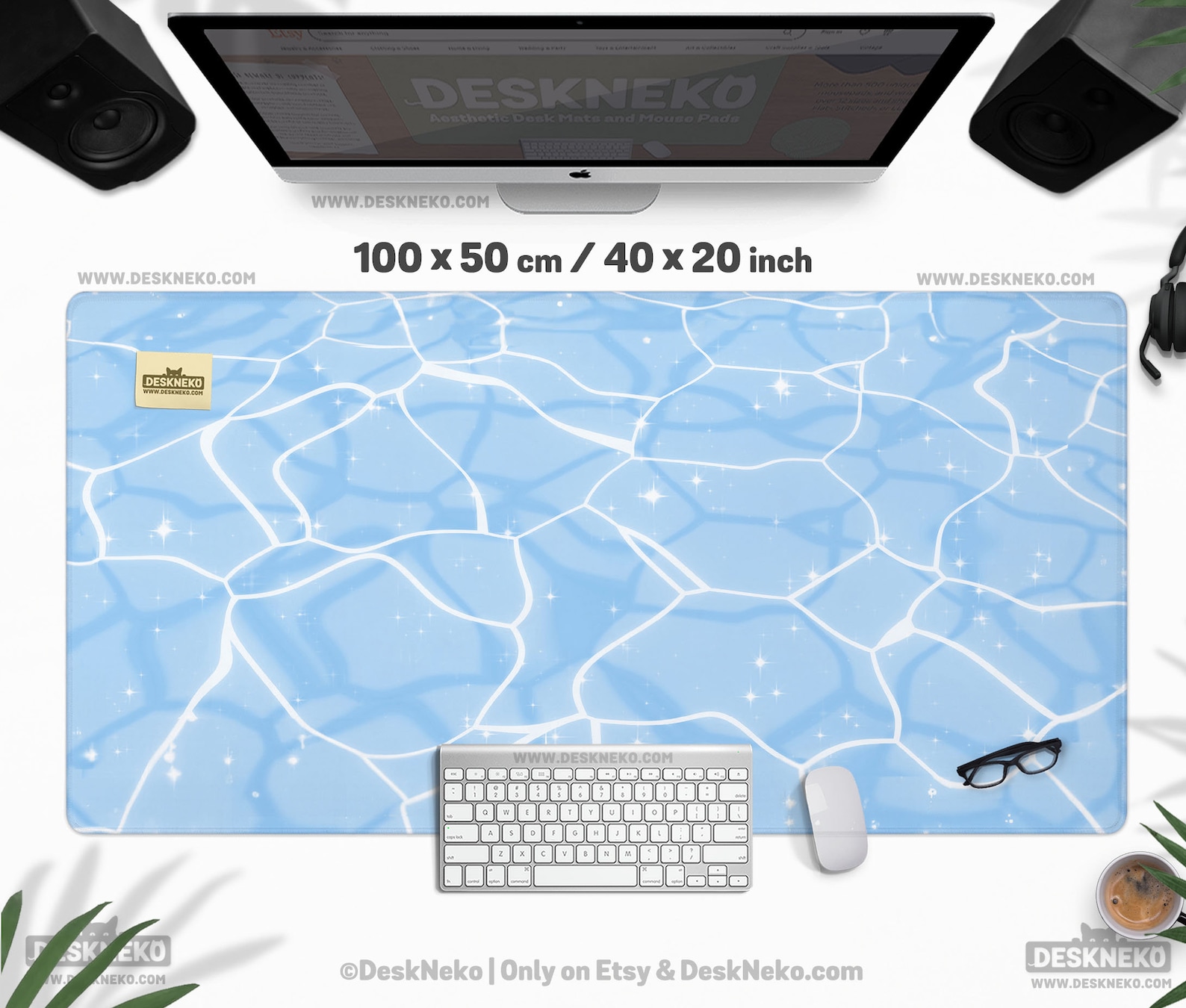 Light Blue Desk Mat, Ocean Mouse Pad Cute, Xxl Large Mousepad Rgb/led ...