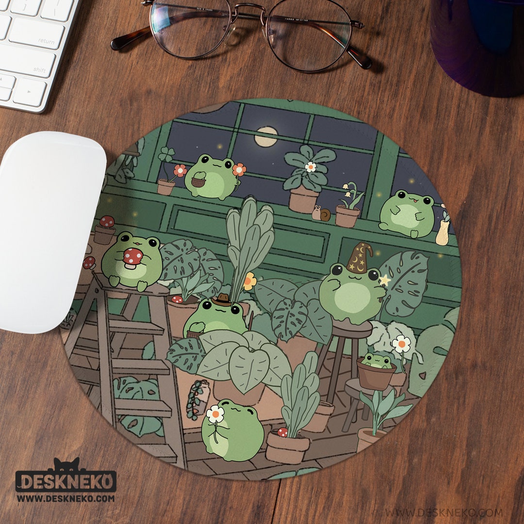 Cute Frogs Mousepad Cute, Kawaii Cottagecore Mouse Pad, Green Keyboard ...