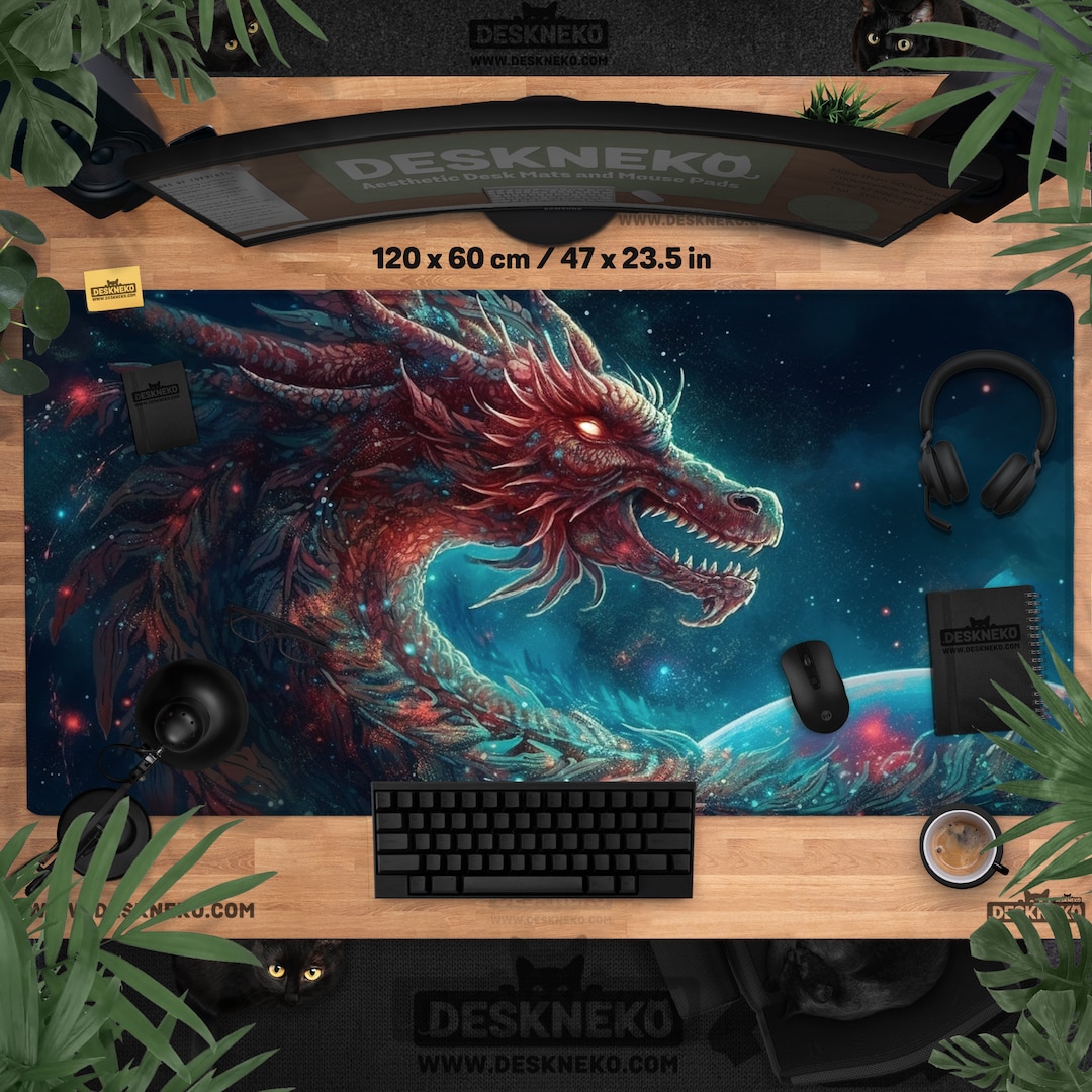 Dragon Desk Mat Space, Gaming Mouse Pad, Oriental Chinese Japan ...