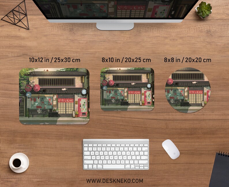 Cat Cafe Desk Mat Lo Fi Anime Mousepad Aesthetic Kawaii - Etsy