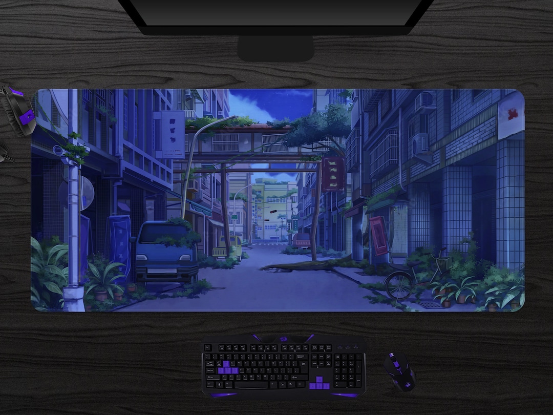 Tokyo Street Desk Mat, Anime Mousepad Xl, Japanese City Deskmat, Extra ...
