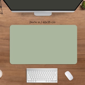 Plain Desk Mat Sage Green, Custom Color Mousepad With Wrist Rest ...