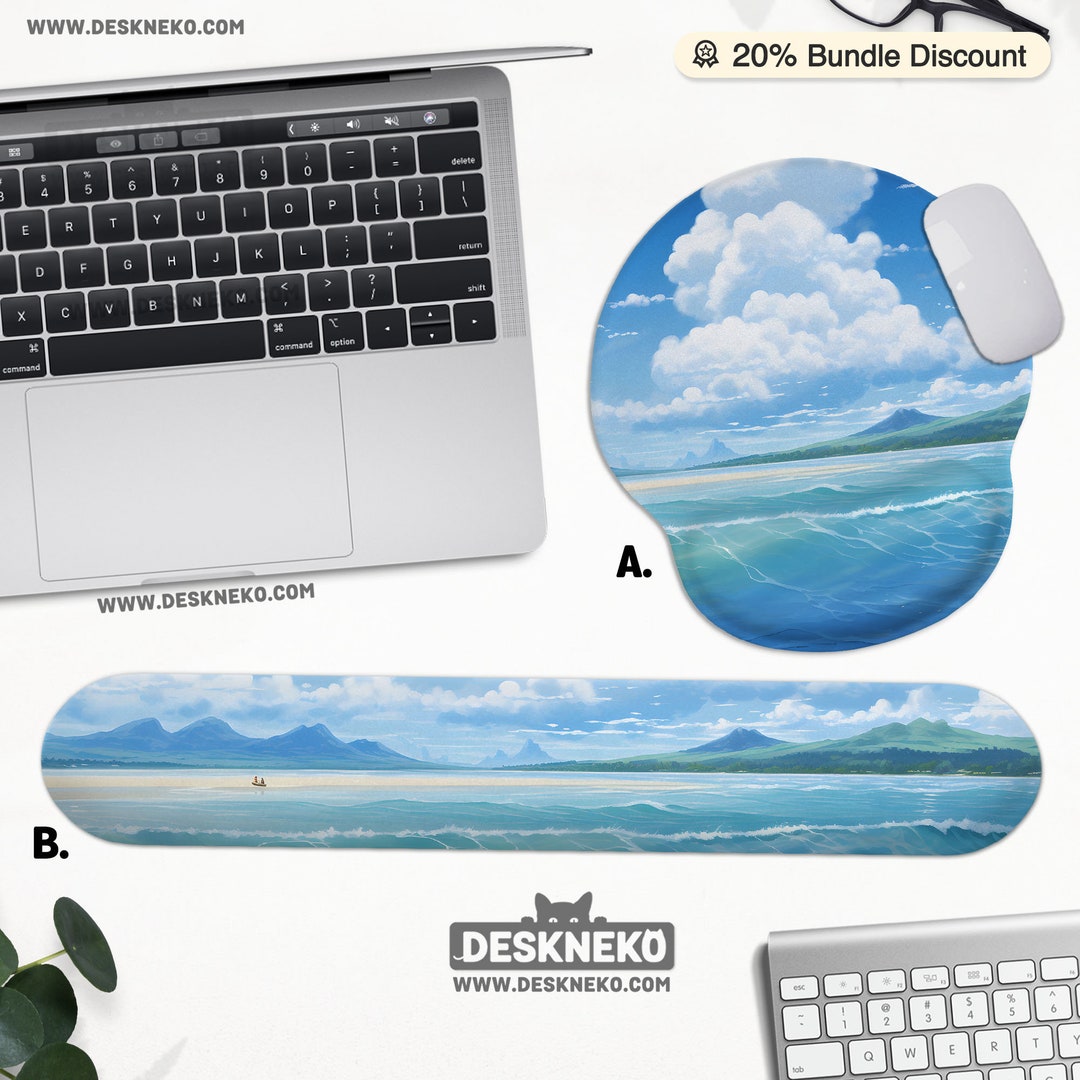 Anime Ocean Mouse Pad Wrist Rest, Cute Ergonomic Mousepad, Kawaii ...