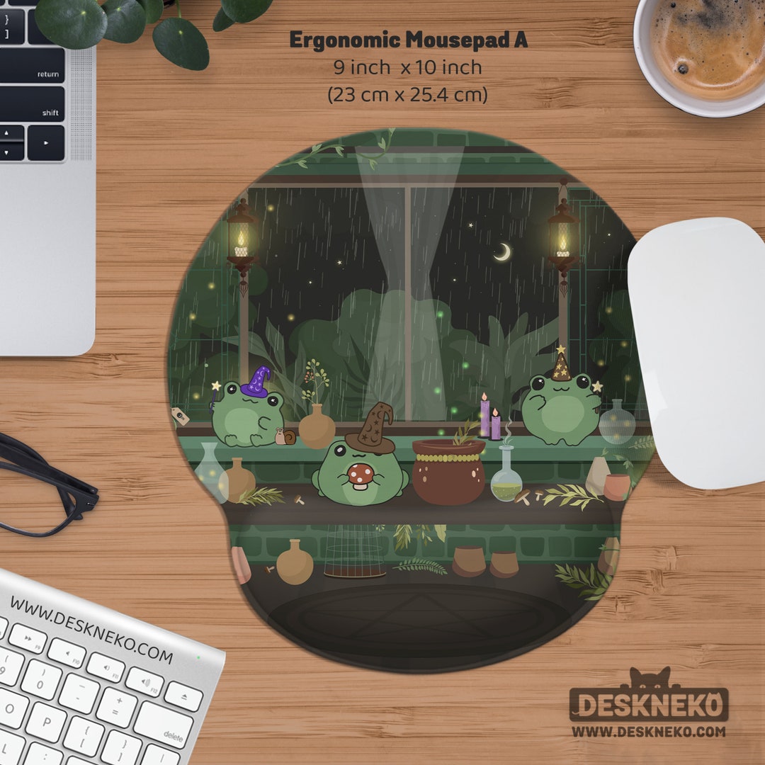 Frogs Mousepad With Wrist Rest, Cute Ergonomic Mouse Pad Green, Kawaii ...