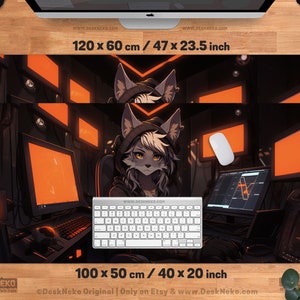 Furry Girl Desk Mat: Gaming Mouse Pad Led, Anime Wolf Fox Cat Deskmat ...