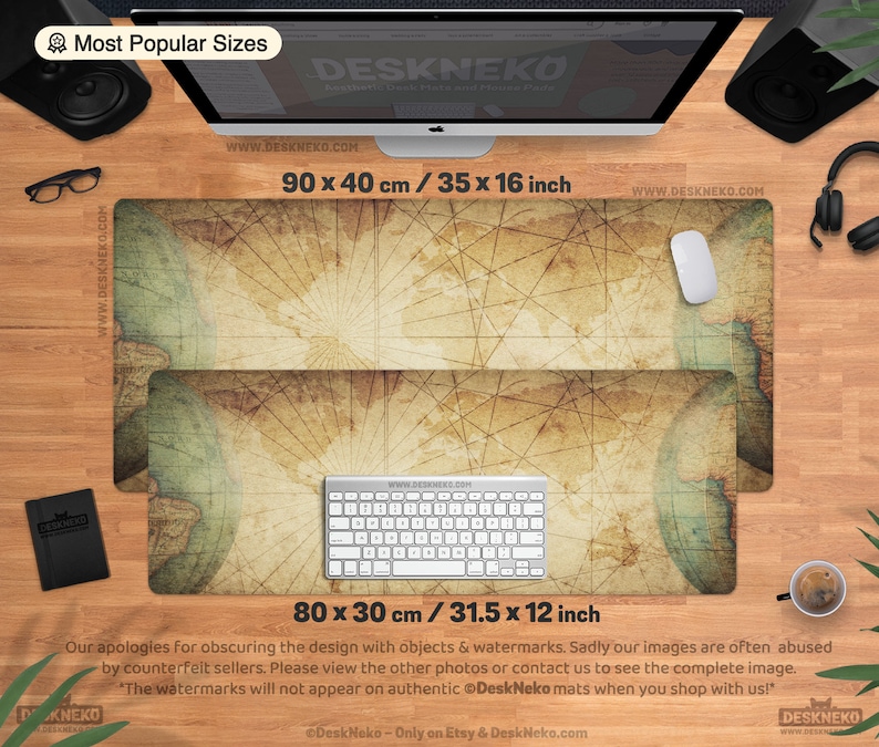 Topgraphy Desk Mat Mouse Pad, Extra Large World Map Gaming Deskmat Led ...