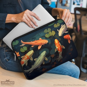 Koi Fish Laptop Bag, Japanese Art Computer Sleeve, Lofi Anime Aesthetic ...