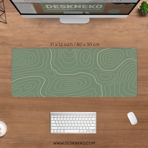 Green Topographic Desk Mat, Large Mouse Pad, Topo Map Contour Lines ...