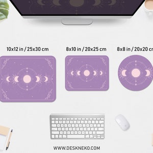 Cute Purple Desk Mat Moon Phases, Violet Mousepad Kawaii, Lavender Pink ...