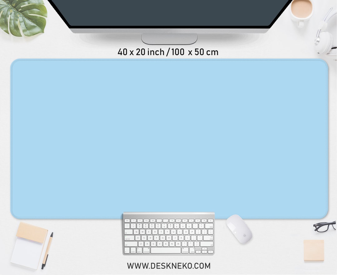 Blue Desk Mat, Custom Color Mousepad Plain Simple, Cute Light Baby ...
