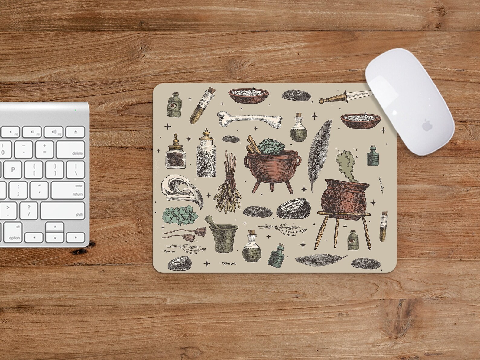 Witchy Desk Mat Xxl, Wicca Mousepad Herbology, Cute Witch Aesthetics ...