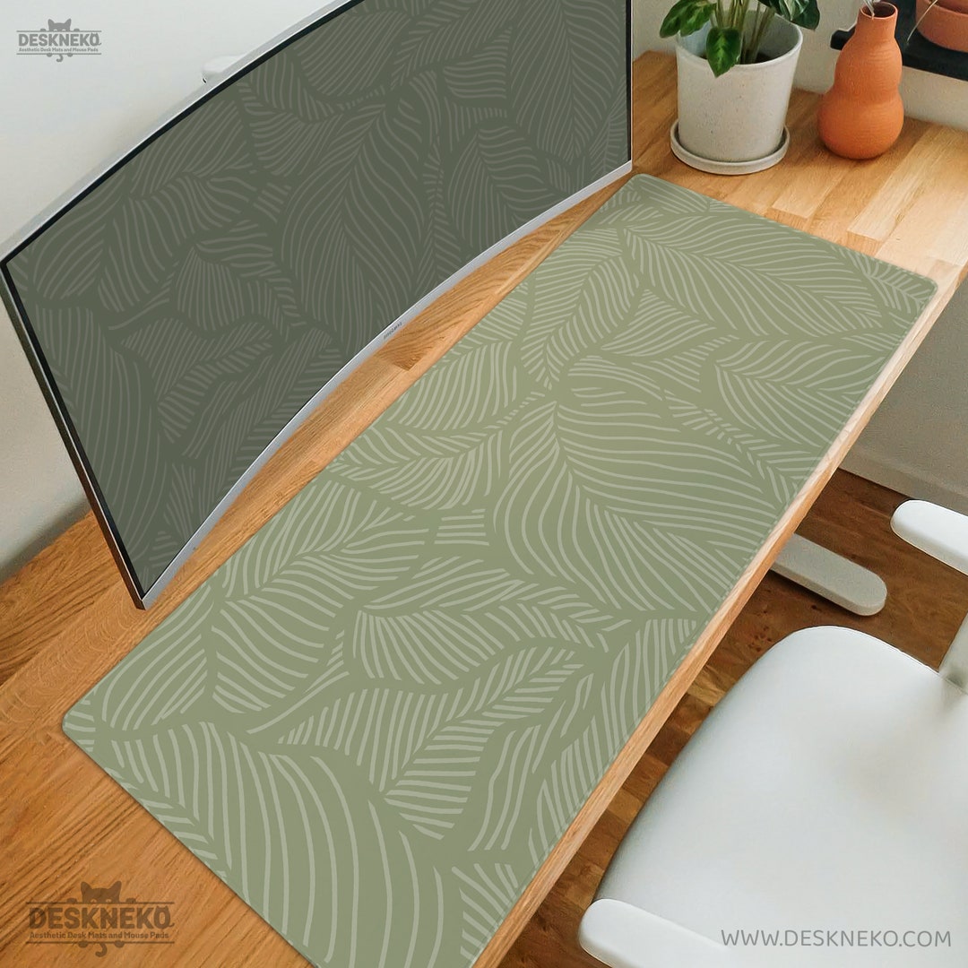 Green Desk Mat, Minimalist Deskmat, Nature Plants Boho, Sage Mousepad ...