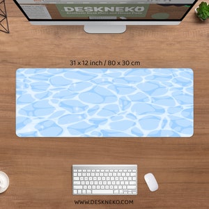 Kawaii Blue Desk Mat Anime Ocean, Aesthetic Mousepad Cute, Kawai White ...