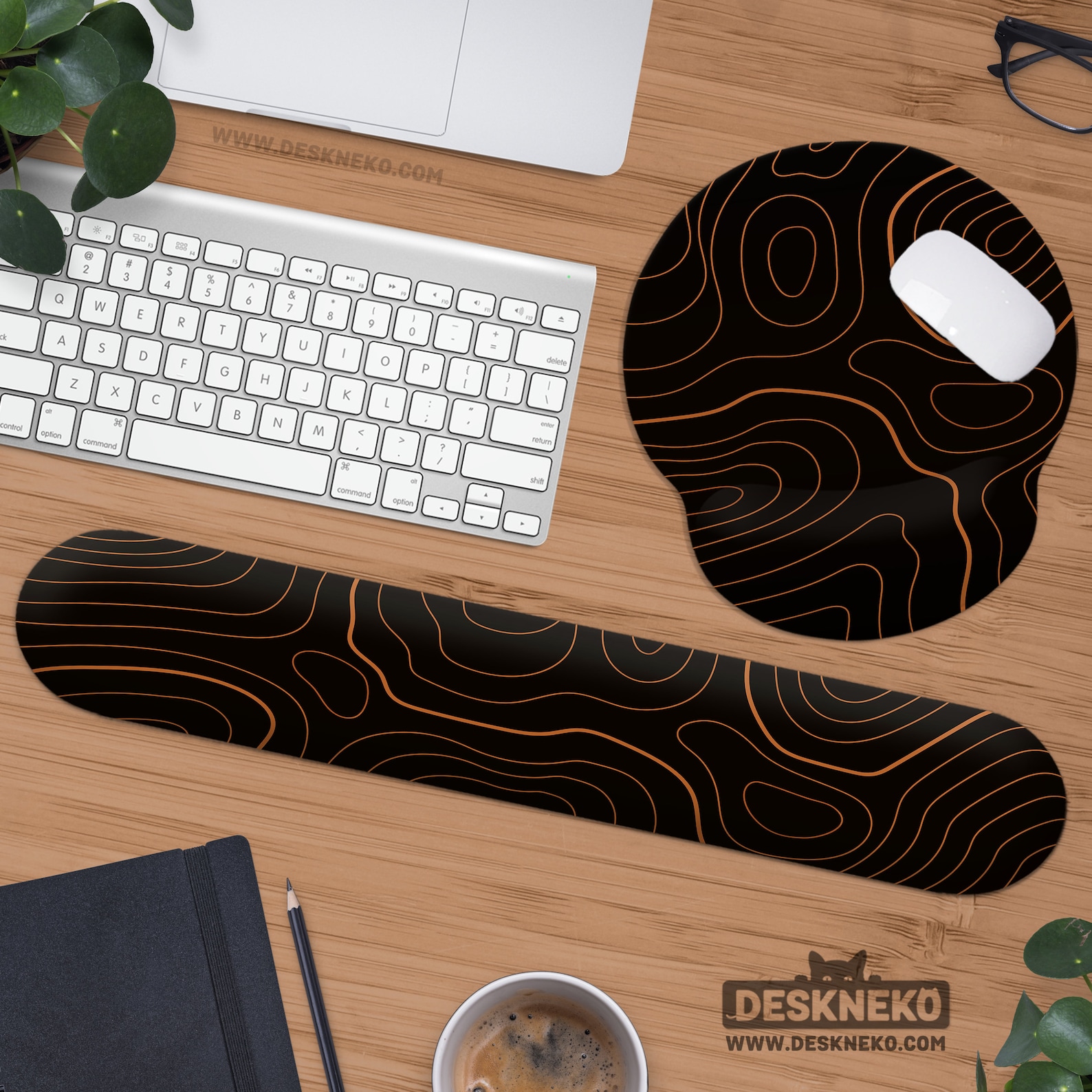Topo Desk Mat Orange, Gaming Mouse Pad Large, Minimal LED Deskmat Black ...
