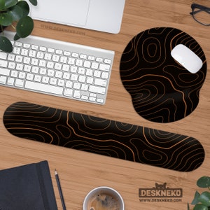 Topo Desk Mat Orange, Gaming Mouse Pad Large, Minimal LED Deskmat Black ...