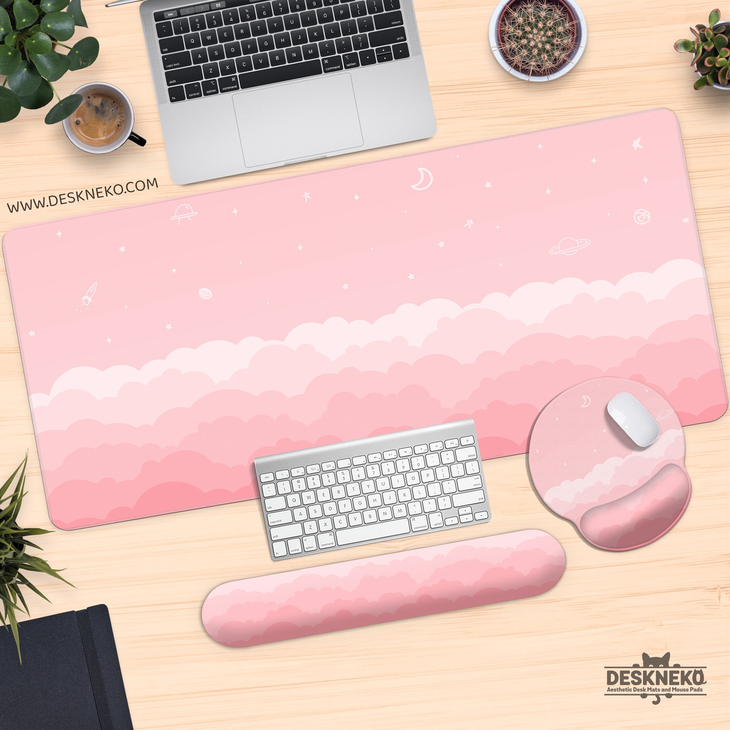 Pink Desk Pad Kawaii, Cloud Desk Mat Xl, Cute Pastel Space, XXL Gaming ...