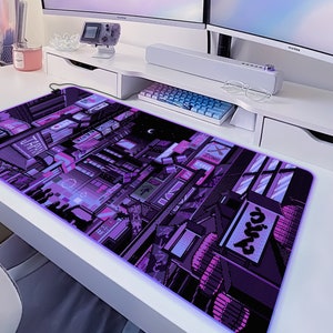 Neon Tokyo Desk Mat RGB, LED Gaming Mousepad With Adjustable Lights ...