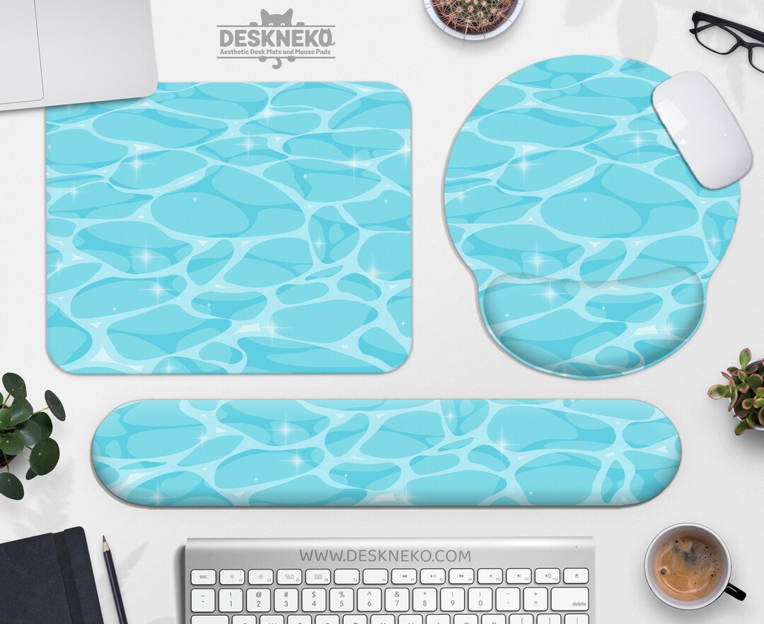 Light Blue Mouse Pad With Wrist Rest Cute Mousepad Kawai - Etsy