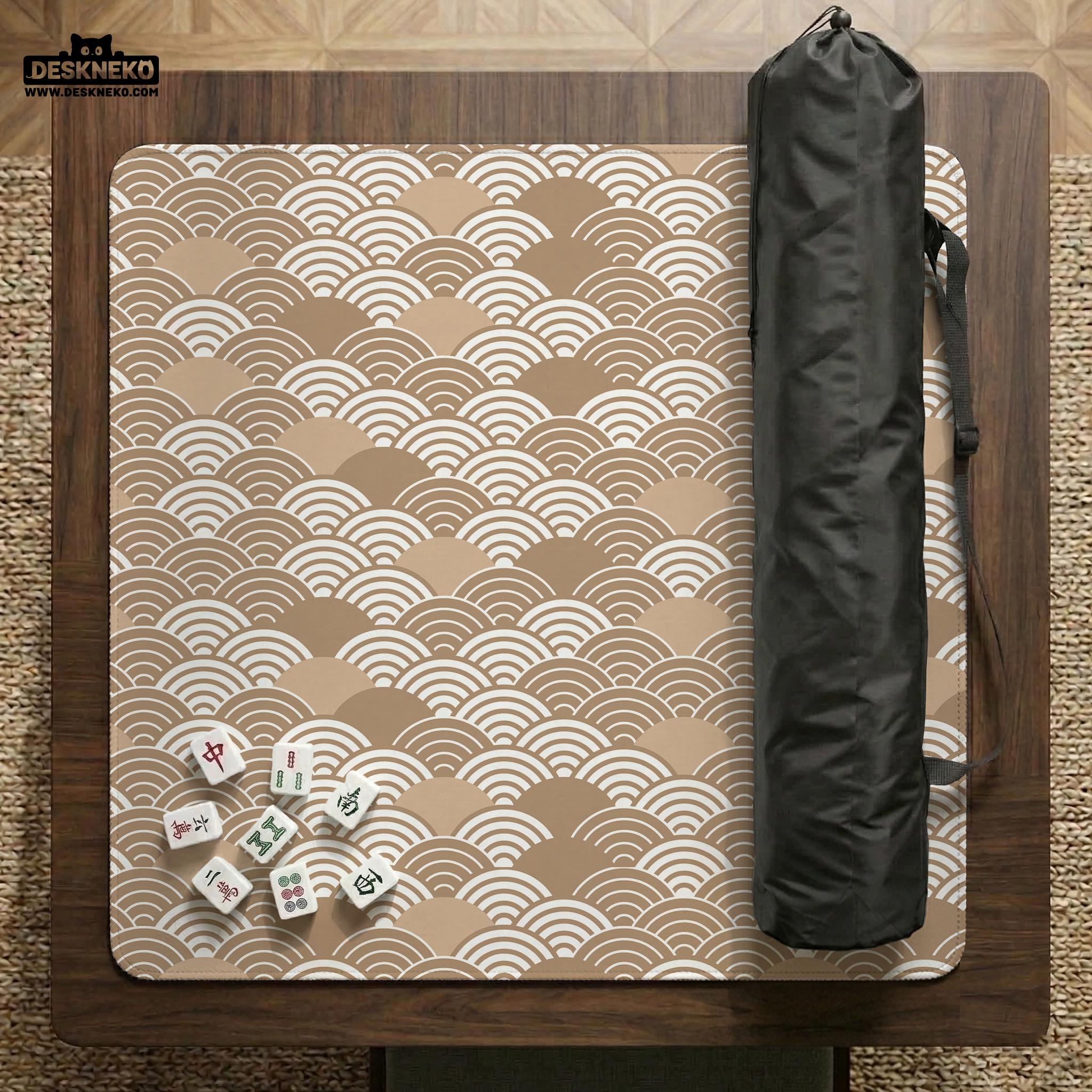 Mahjong Mat, Japanese Seigaiha Wave Table Mat, Beige Neutral Play Mat ...