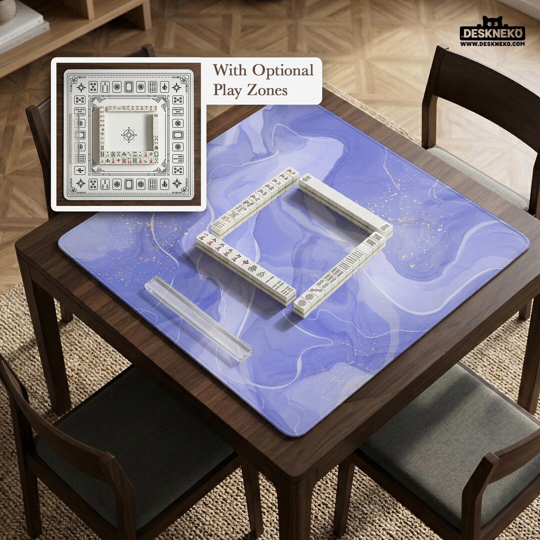 Mahjong Mat, Blue Marble Mahjong Table Mat, Abstract Lavender Riichi ...