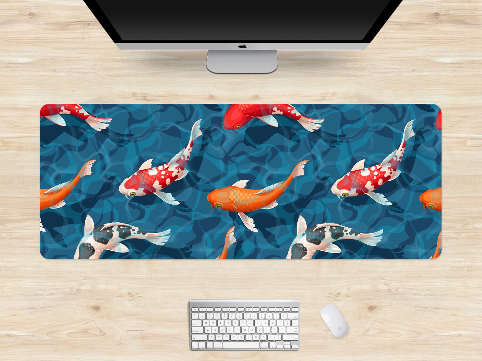 Koi Fish Mousepad Japanese Desk Mat XL Boho Nature Mouse Pad - Etsy