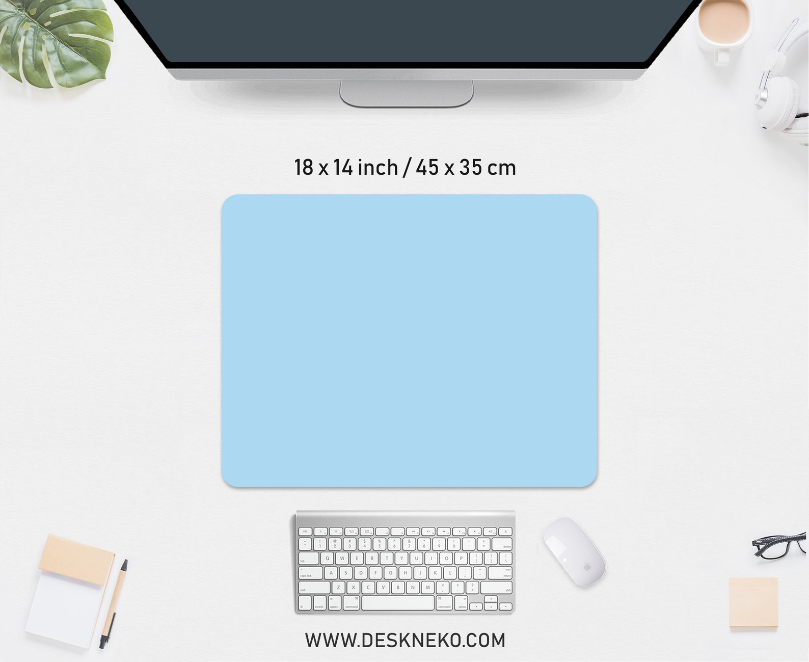Blue Desk Mat, Custom Color Mousepad Plain Simple, Cute Light Baby ...