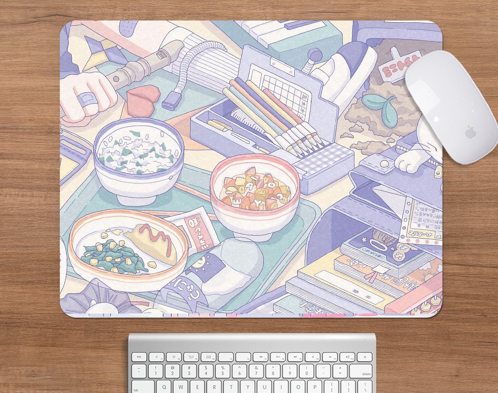 Pastel Desk Mat Kawaii Anime Aesthetics Mousepad Lilac Violet Etsy