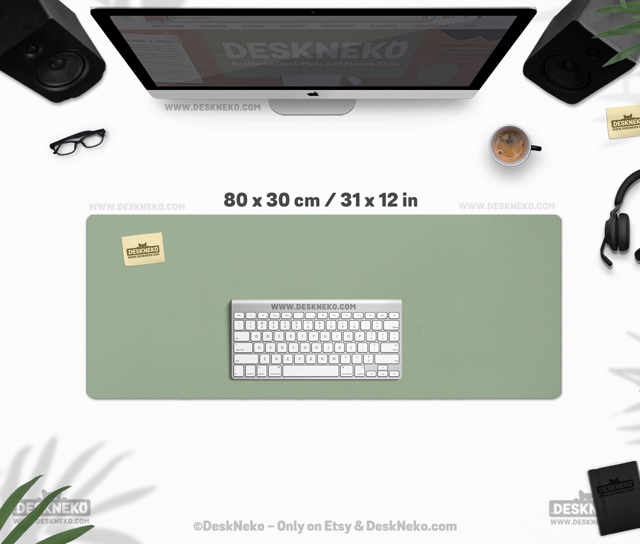 Sage Green Desk Mat: Large Mouse Pad, Plain Mouse Pad, Extended Deskmat ...