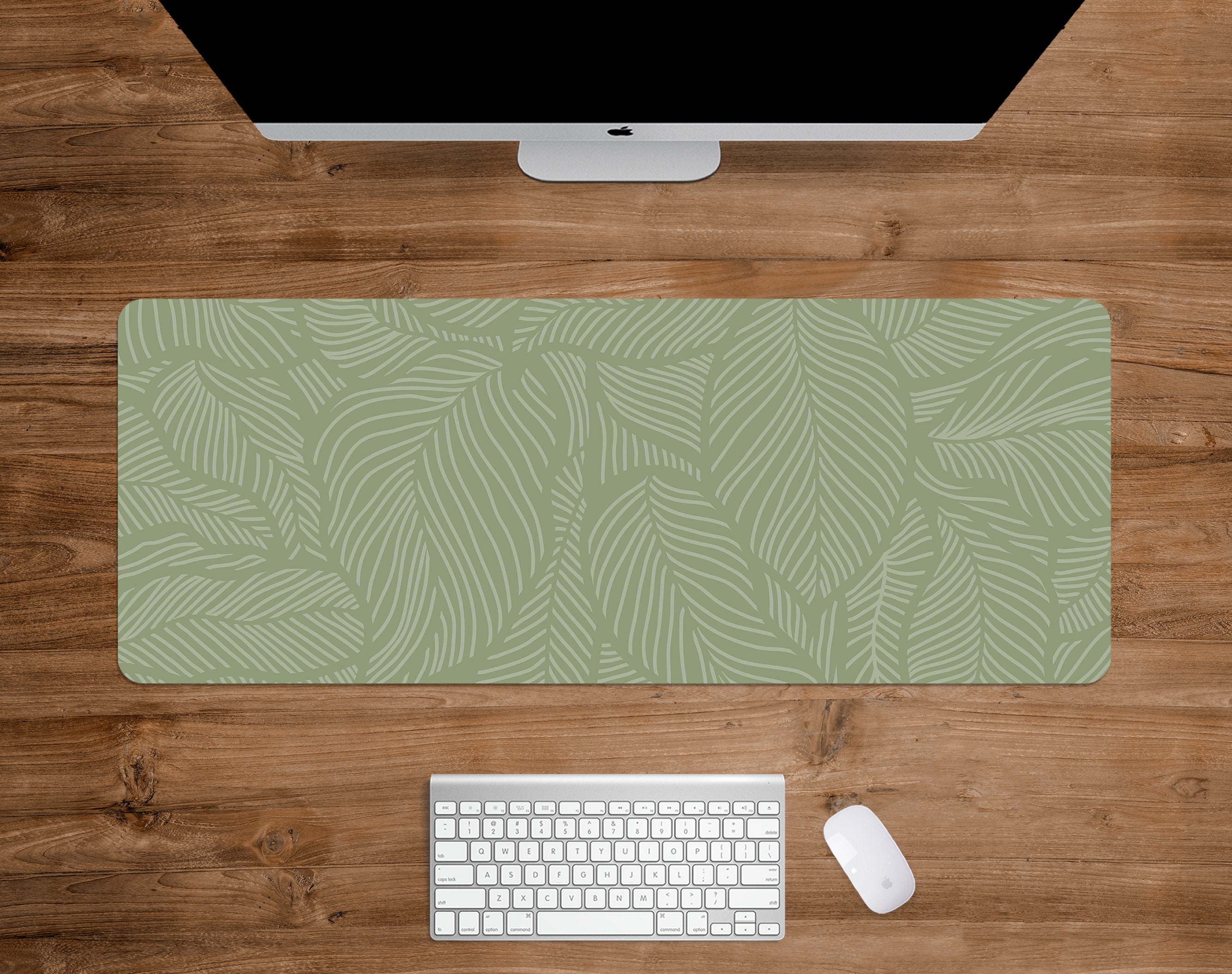 Sage Green Mousepad Desk Mat Cute, Multiple Sizes Stitched Edges, Boho ...