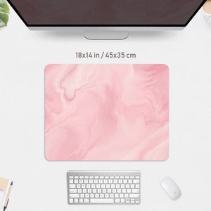 Pink Marble Desk Mat Cute Mousepad, Kawaii Aesthetic Strawberry Milk ...
